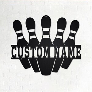 Custom Bowling Pin Metal Wall Art With LED Light, Personalized Bowling ...