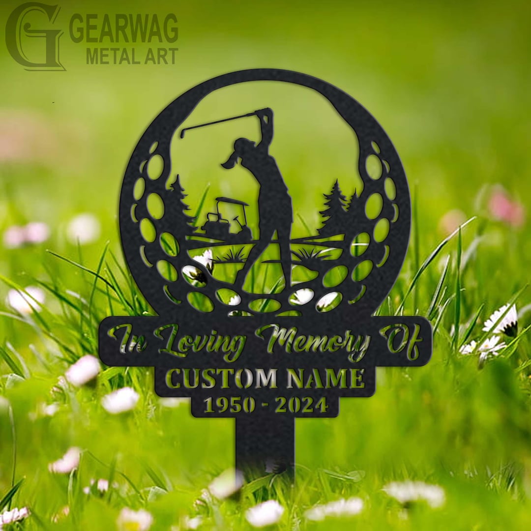 Custom Female Golfer Memorial Stake, Metal Stake, Outdoor Decor, in ...