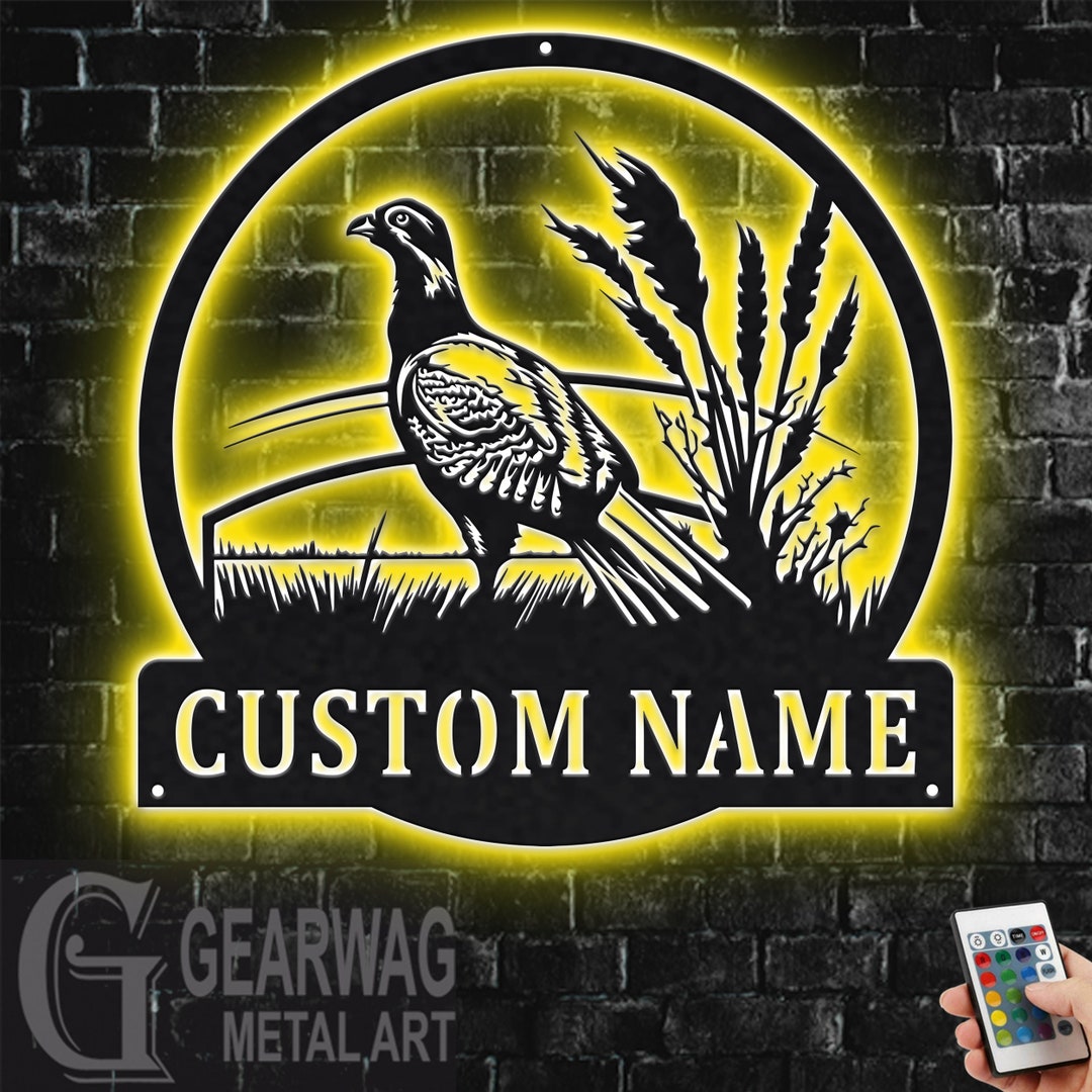 Custom Pheasant Metal Sign With LED Lights: Personalized Room Decor - Etsy