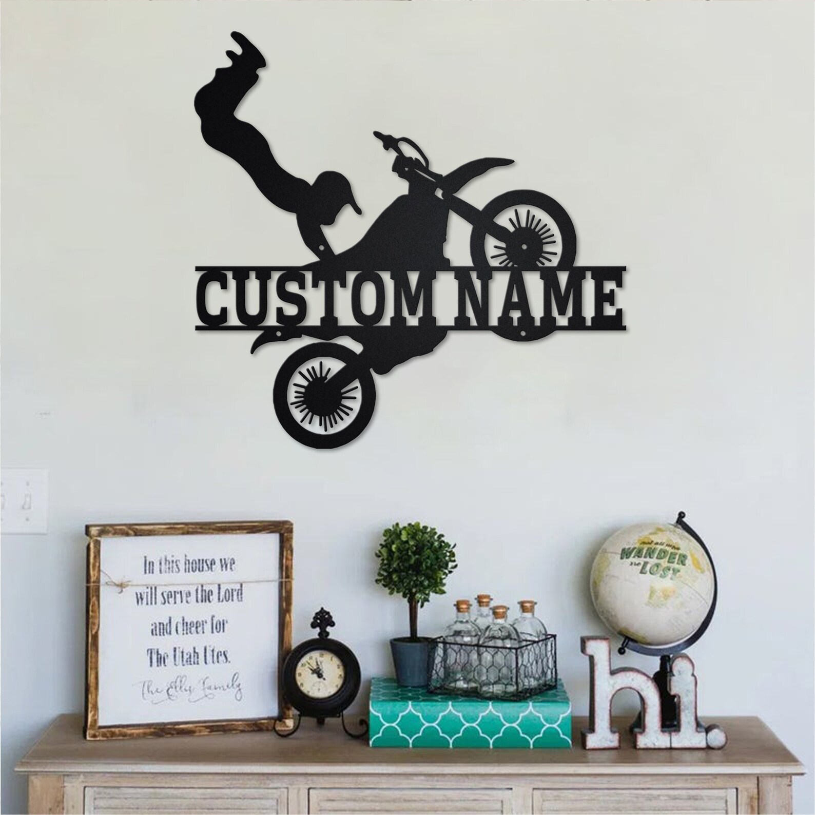 Custom Biker Metal Wall Art With LED: Personalized Dirt Bike Decor - Etsy