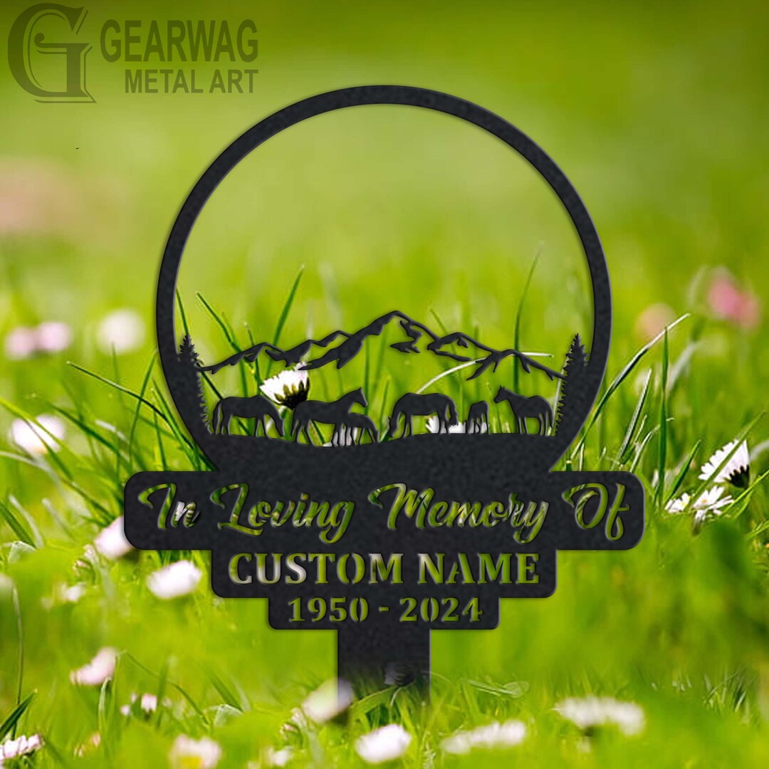 Custom Horses Memorial Stake, Metal Stake, Outdoor Decor, in Loving ...