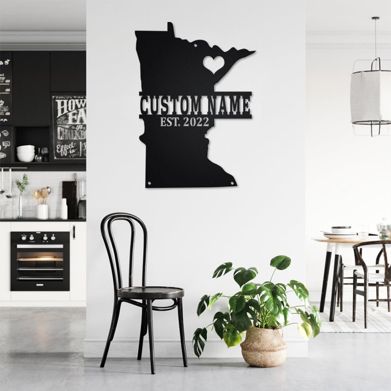 Custom Minnesota Map Metal Wall Art With Led Light - Etsy