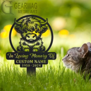 Custom Highland Cow Memorial Stake: Metal Outdoor Sympathy Sign - Etsy