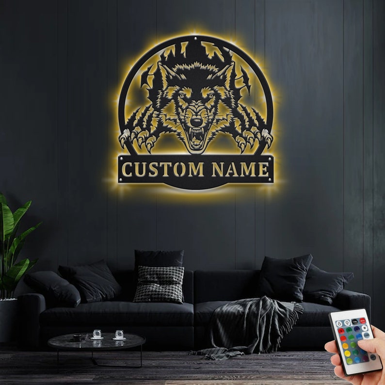 Custom Wolf Claws Scratch Metal Wall Art With LED Light - Etsy