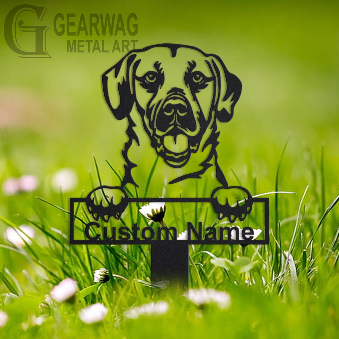 Personalized Black Mouth Cur Dog Garden Metal Yard Sign, Custom Black ...