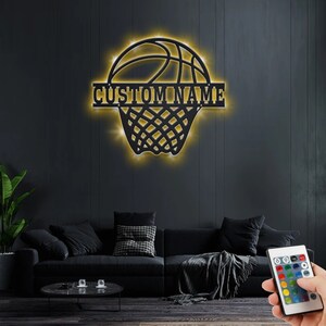 Personalized Basketball Metal Sign With LED Lights - Etsy