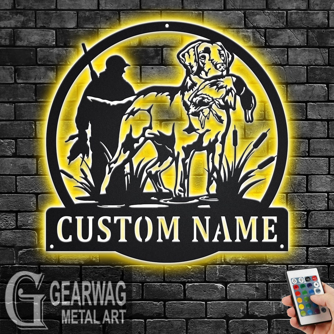 Custom Duck Hunting Metal Sign With LED Light, Personalized Duck Hunter ...