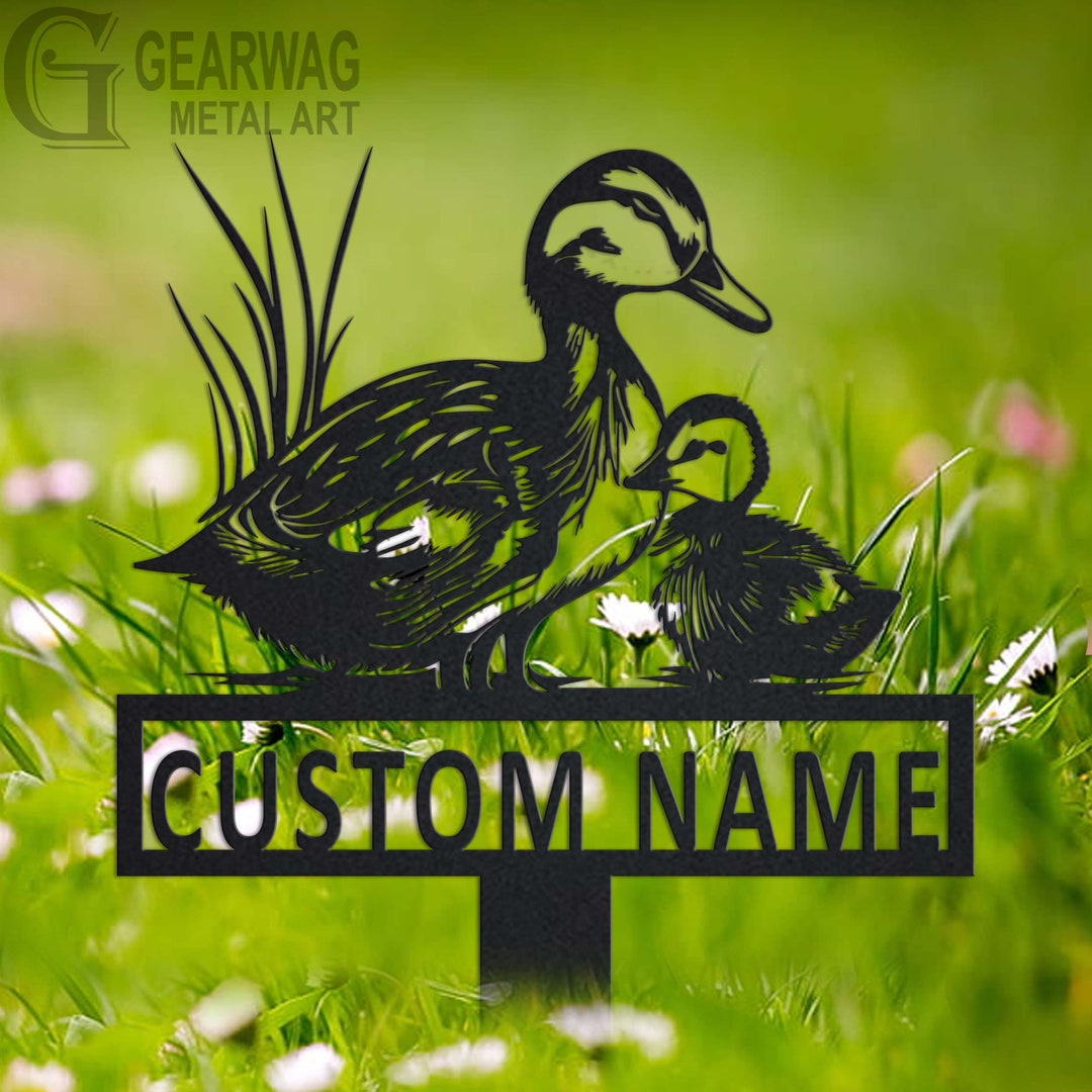 Personalized Duck Garden Sign, Metal Yard Art, Custom Duck Garden Sign ...