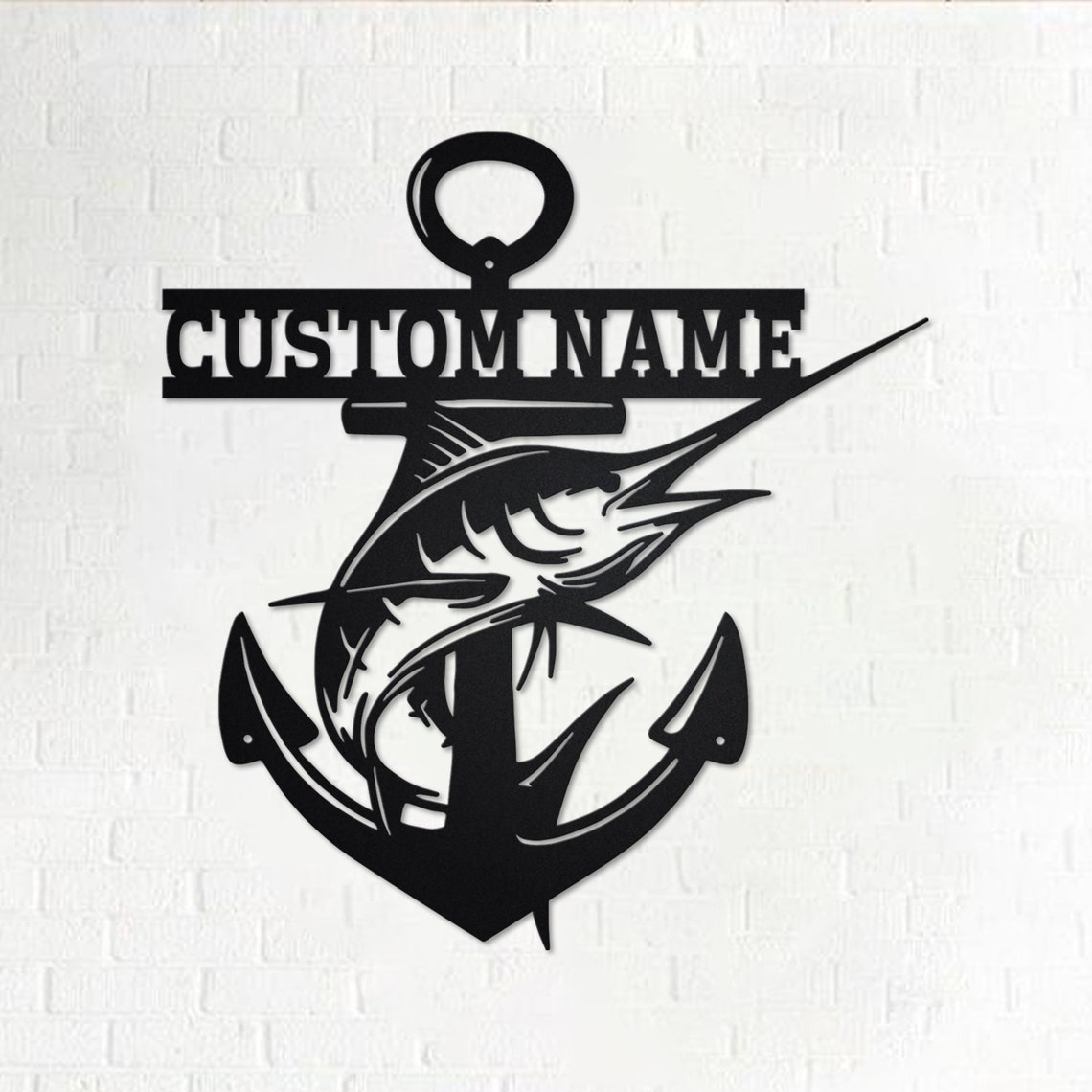 Custom Anchor Swordfish Metal Wall Art Personalized Swordfish - Etsy