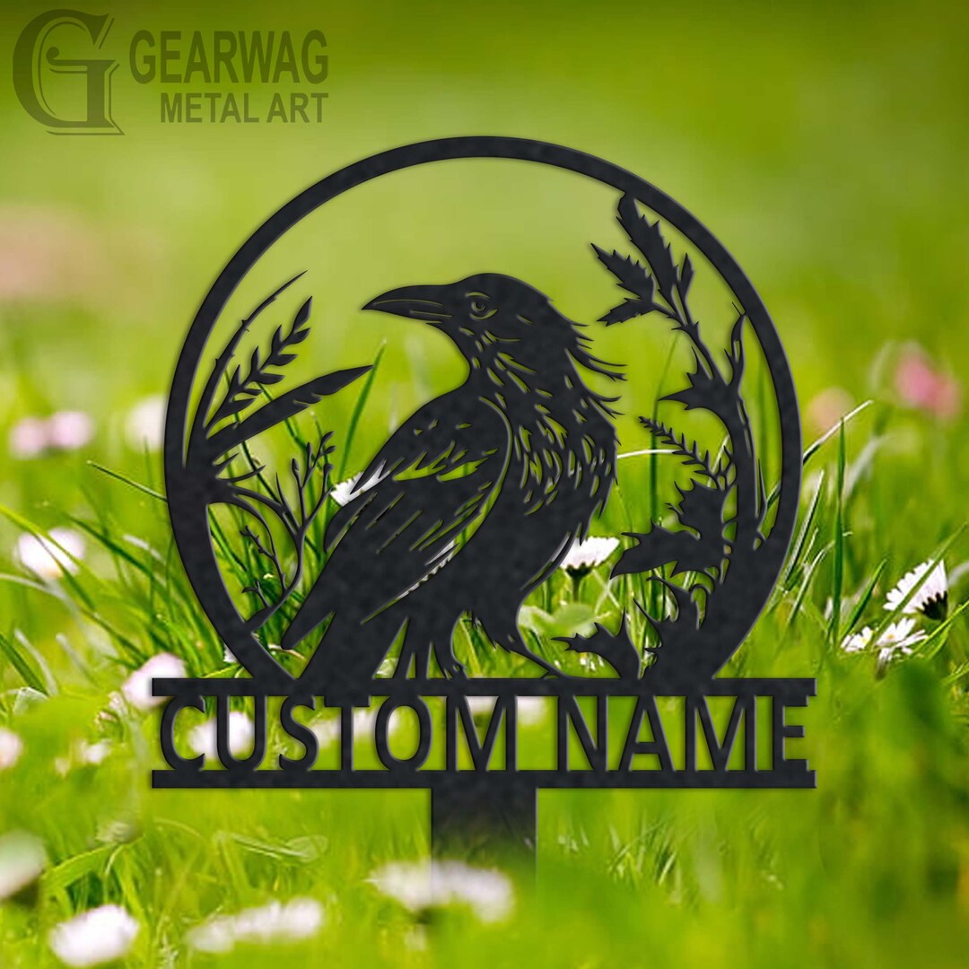 Personalized Black Crow Garden Sign: Metal Raven Yard Art - Etsy