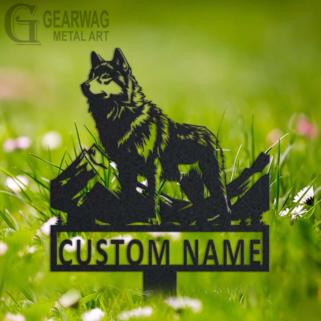 Personalized Wolf Garden Sign, Metal Yard Art, Custom Wolf Garden Sign ...