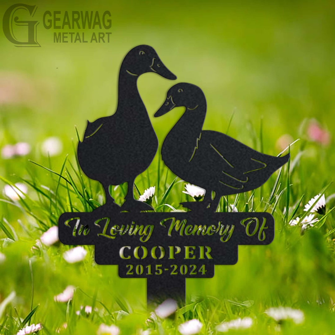 Custom Duck Memorial Stake, Metal Stake, Outdoor Decor, in Loving ...