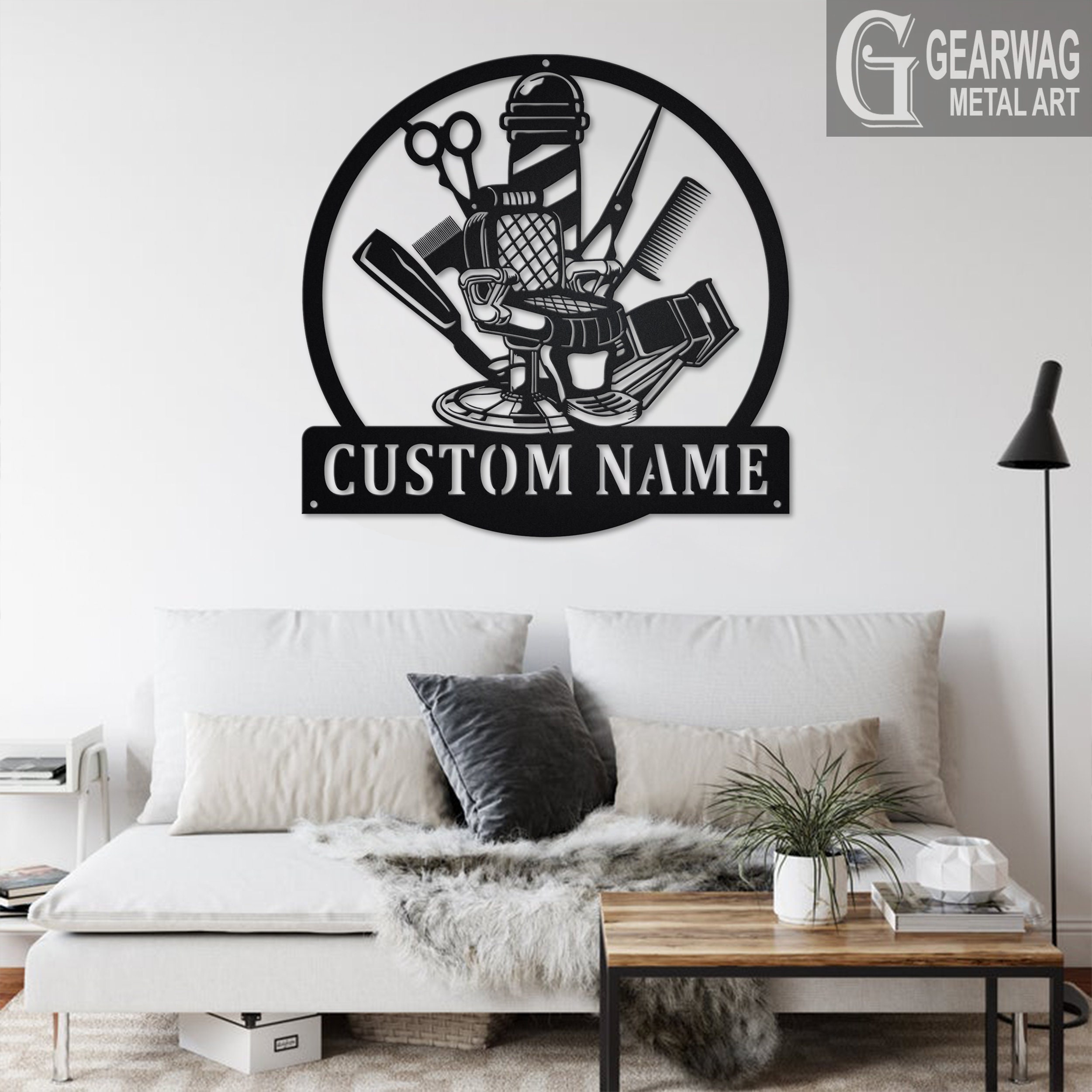 Custom Barbershop Metal Sign With LED Lights: Personalized Barber Decor ...