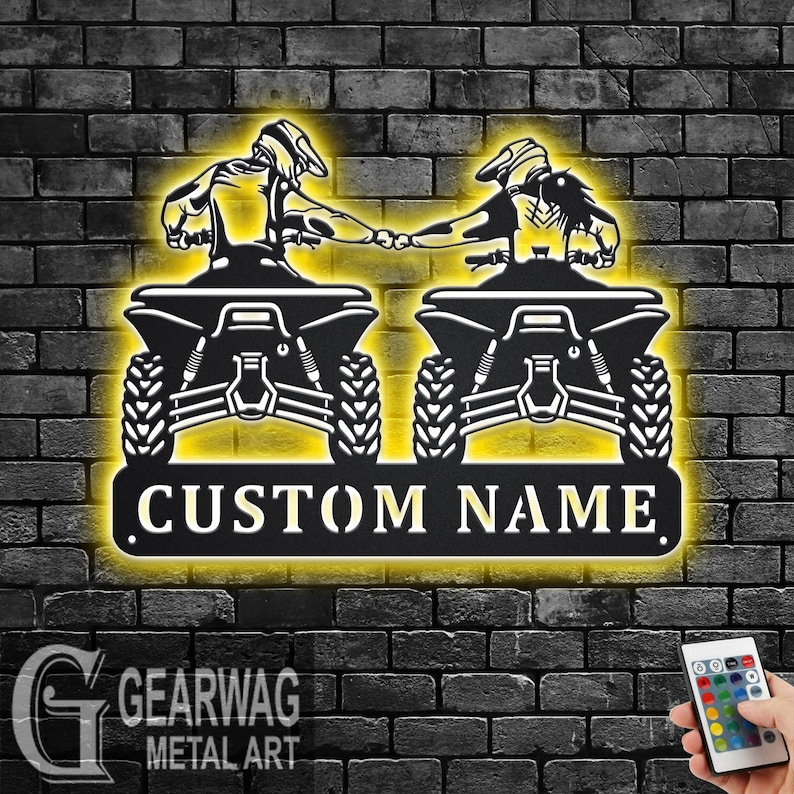 Custom Couple ATV Metal Wall Art With LED Lights - Etsy