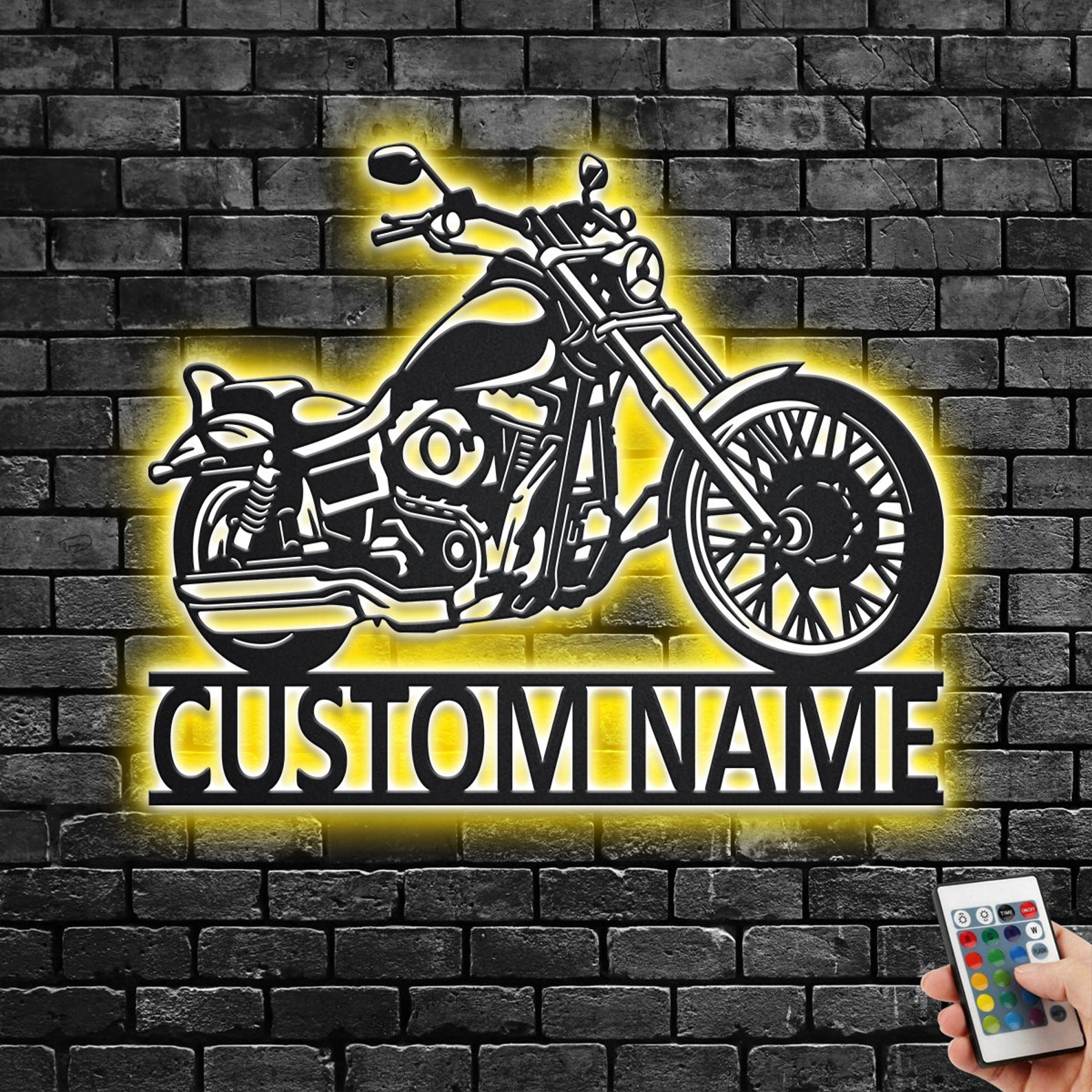 Custom Motorcycle Chopper Metal Wall Art With LED Light - Etsy