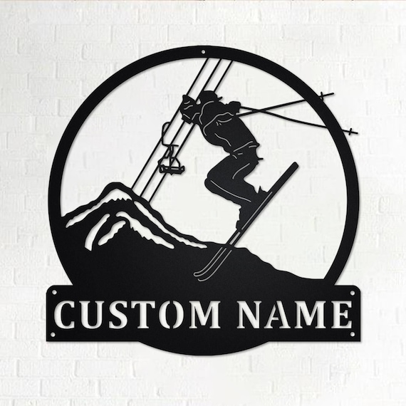 Custom Skier Mountain Metal Wall Art Personalized Skier Name - Etsy