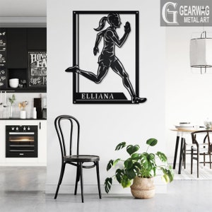 Custom Female Running Signage Metal Wall Art With LED Light ...