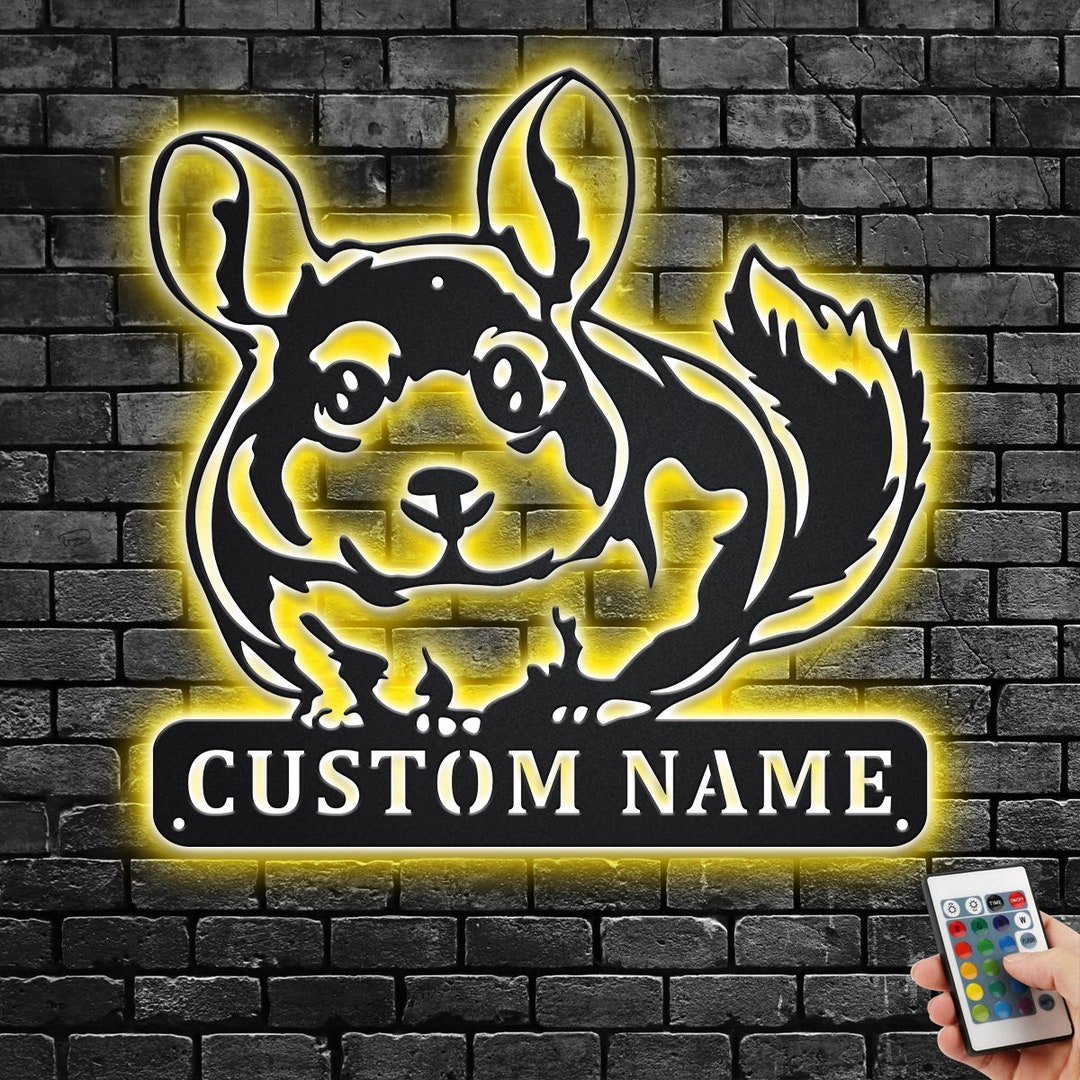 Custom Chinchilla Metal Wall Art: LED Name Sign Decor - Etsy