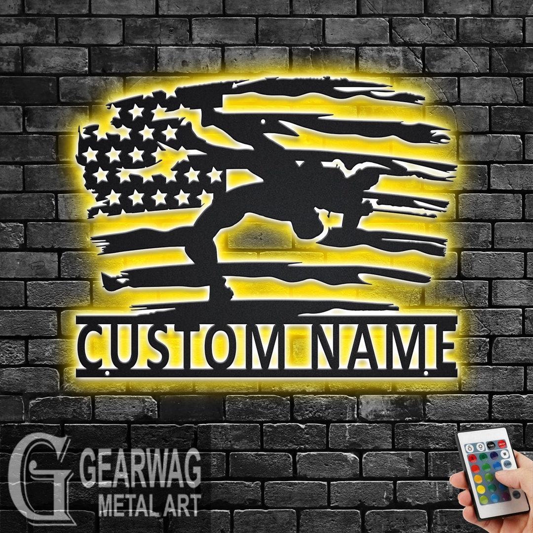 Custom Wrestling Metal Wall Art With LED Lights: Personalized Wrestler ...