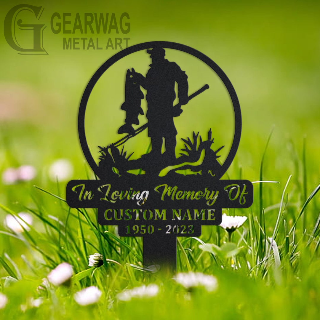Custom Fisher Memorial Stake, Metal Stake, Outdoor Decor, in Loving ...
