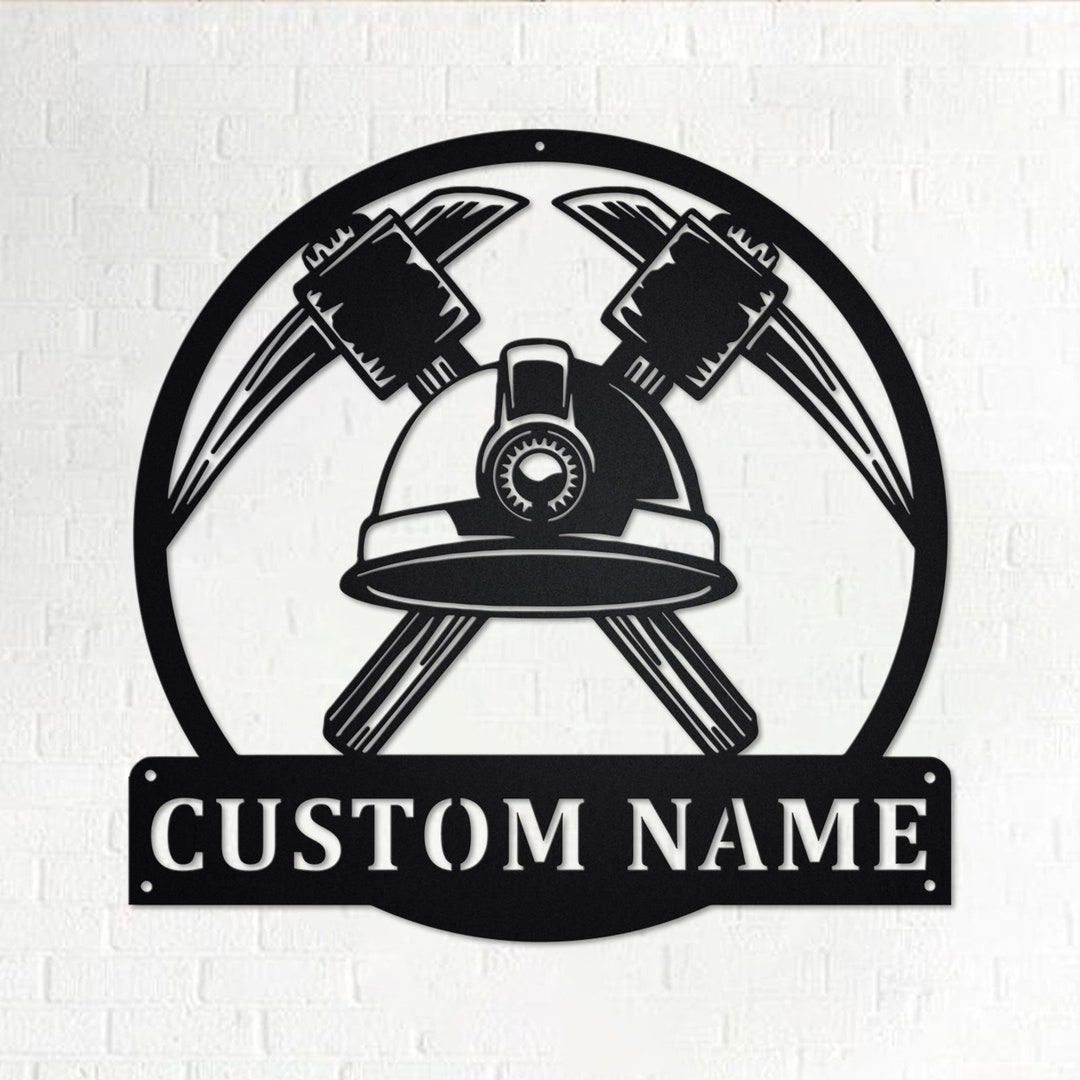 Custom Miner Worker Tools Metal Wall Art, Personalized Miner Name Sign ...