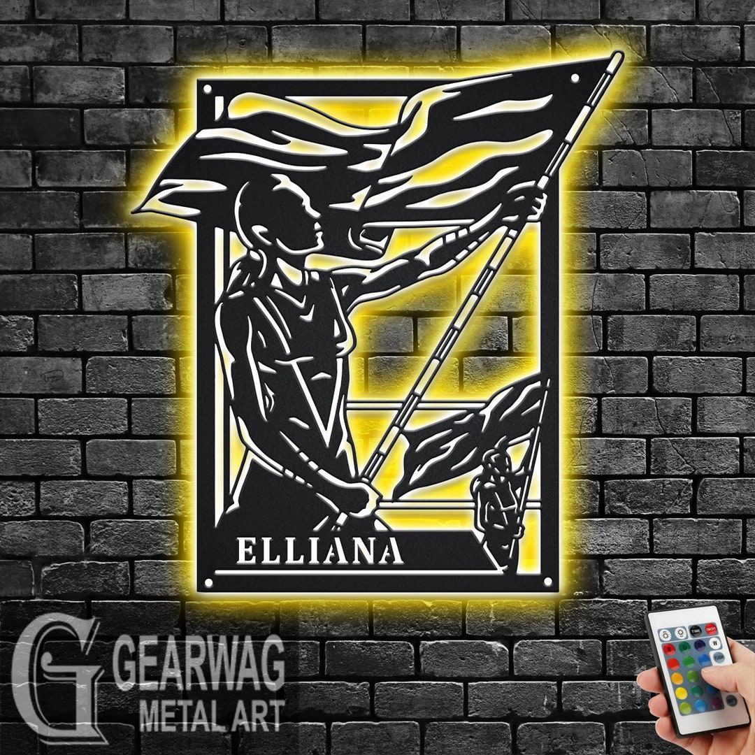 Custom Female Color Guard Signage Metal Wall Art With LED Light ...