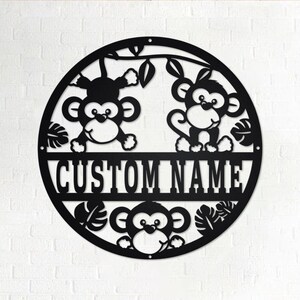 Custom Monkey Metal LED Sign: Personalized Nursery Decor - Etsy