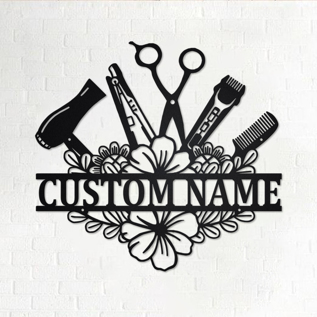 Custom Hair Stylist Metal Wall Art, Personalized Hair Stylist Name Sign ...