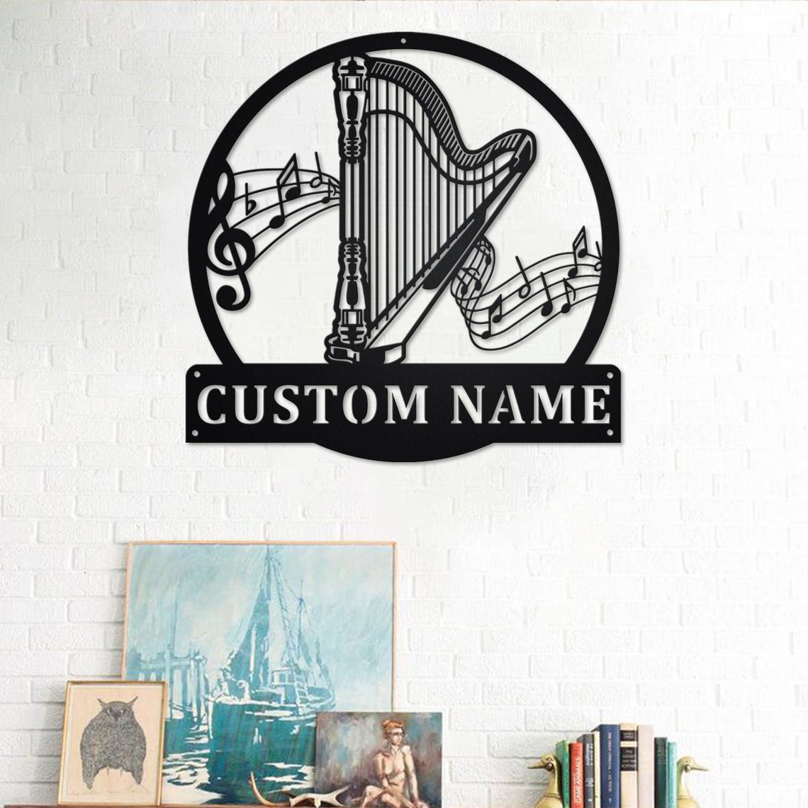 Custom Harp Musical Metal Wall Art Personalized Harp Musical | Etsy