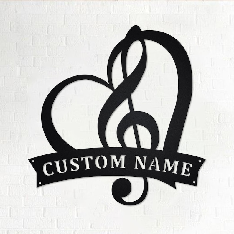 Custom Treble Clef in Heart Music Metal Wall Art Personalized - Etsy