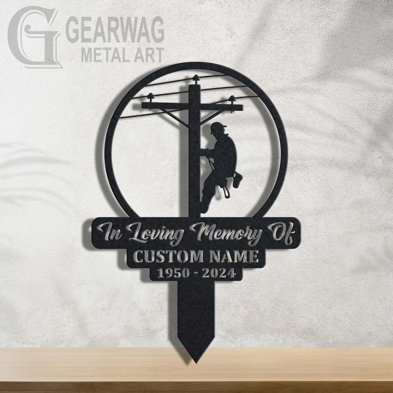 Custom Lineman Memorial Stake: Metal Outdoor Grave Marker - Etsy