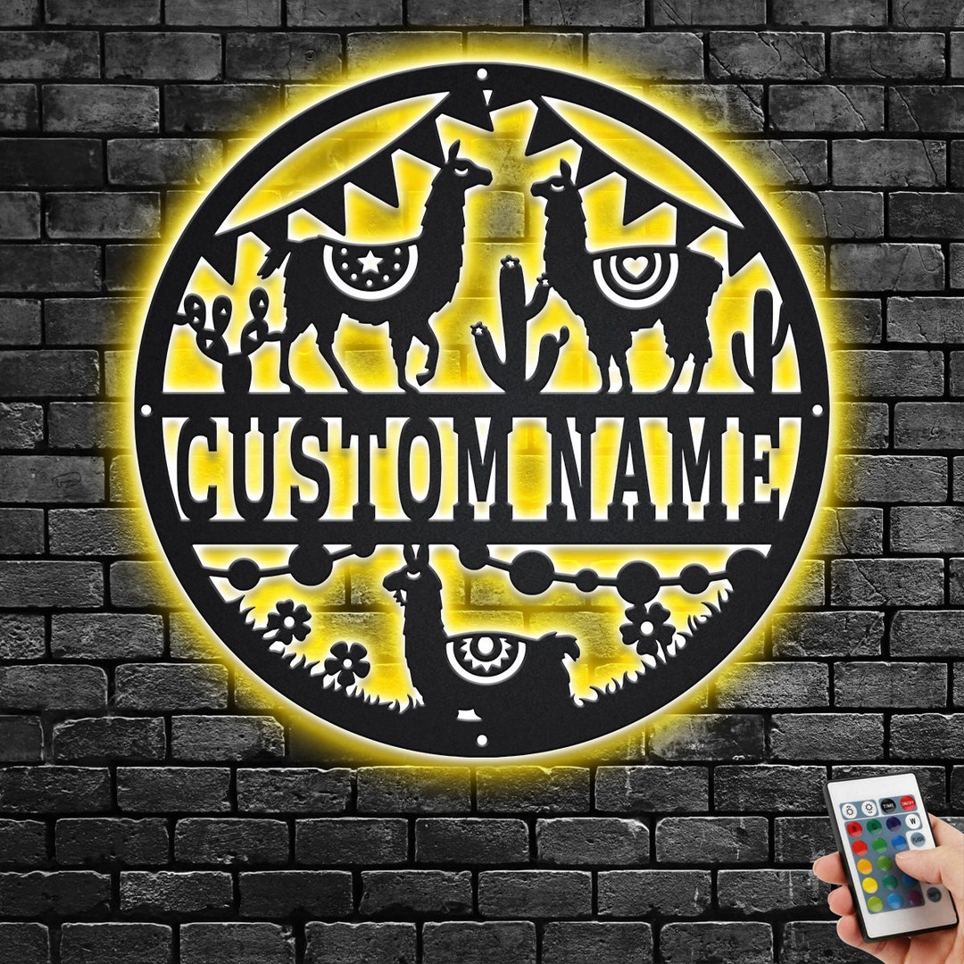 Custom Llama Metal LED Sign: Personalized Room Decor - Etsy