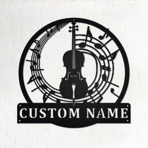Custom Cello Musical Instrument Metal Wall Art, Personalized Cello ...