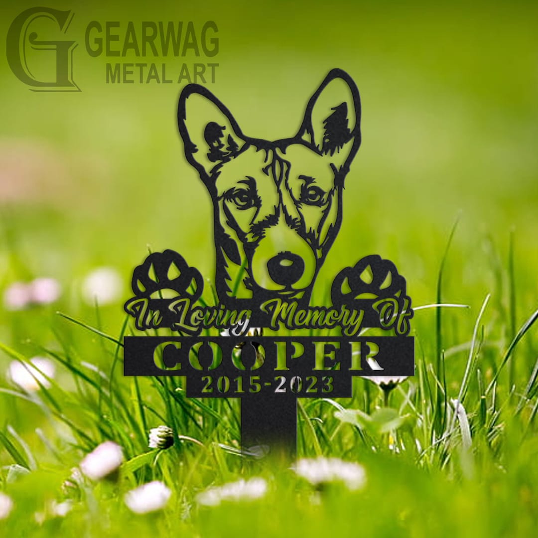 Custom Basenji Dog Memorial Stake: Metal Grave Marker, Outdoor Sympathy ...