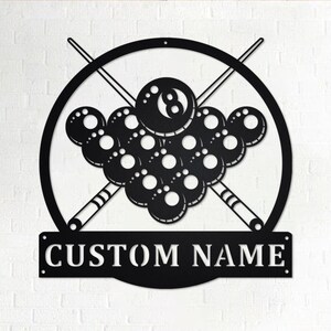 Custom Billiards Metal Wall Art With LED Light, Personalized Billiards ...