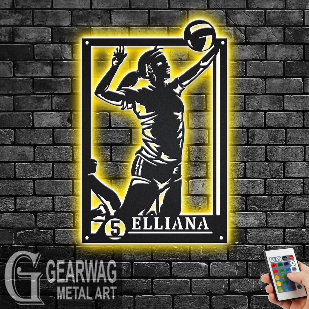 Custom Female Volleyball Signage Metal Sign With LED Light - Etsy