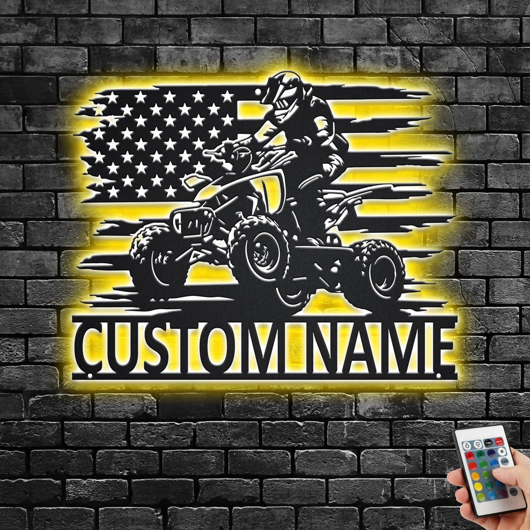 Custom ATV Rider Metal Wall Art With LED Lights - Etsy