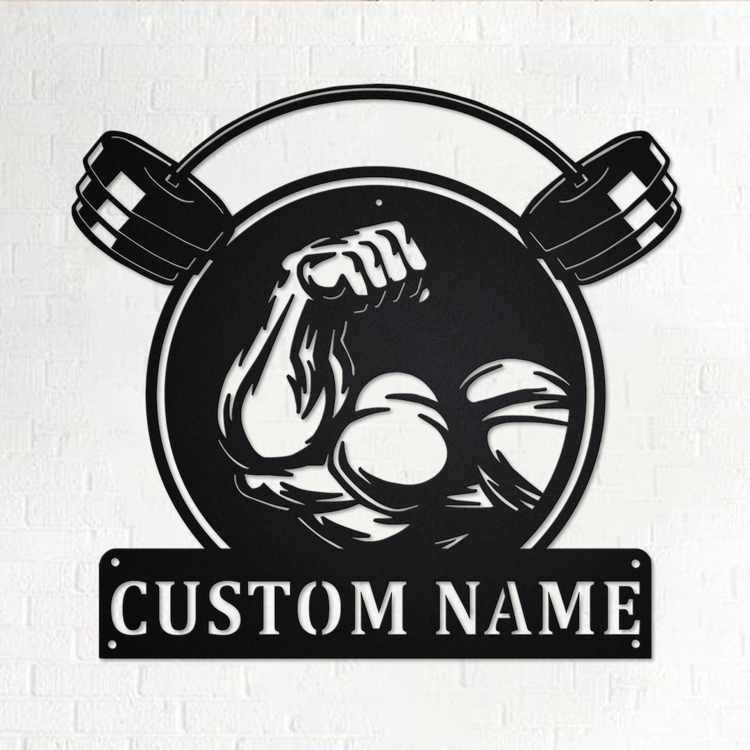 Custom Gym Metal Wall Art, Personalized Gym Name Sign Decoration for ...