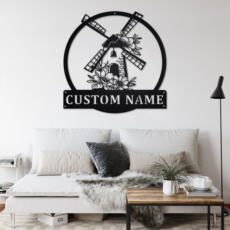 Custom Windmill Metal Wall Art With LED: Personalized Name Sign - Etsy