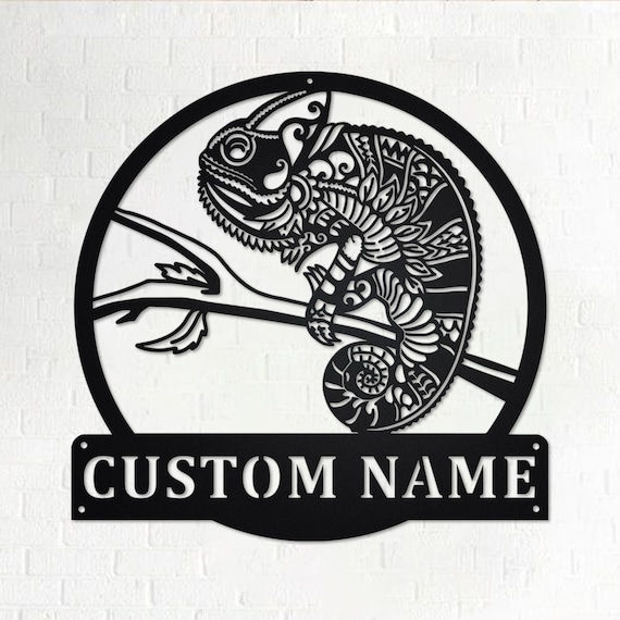 Custom Chameleon Metal Wall Art Personalized Chameleon Name - Etsy