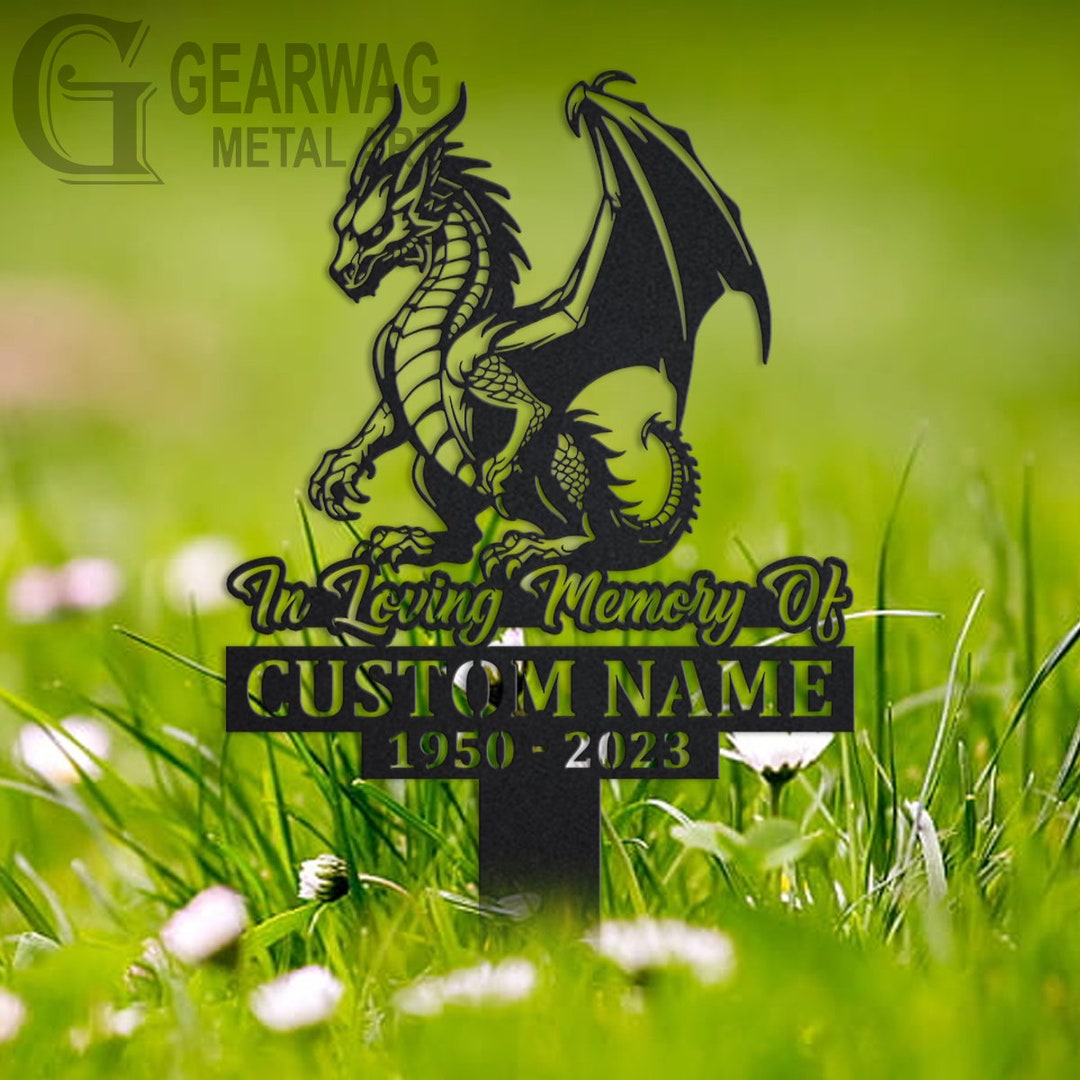 Custom Magic Dragon Memorial Stake, Metal Stake, Outdoor Decor, in ...