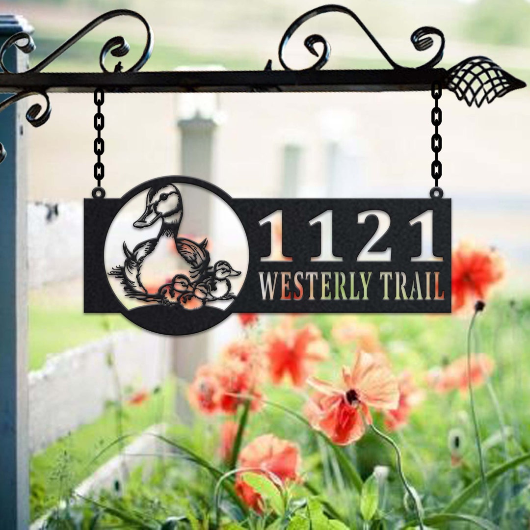 Personalized Duck Metal Address Sign House Number Hanging Address ...