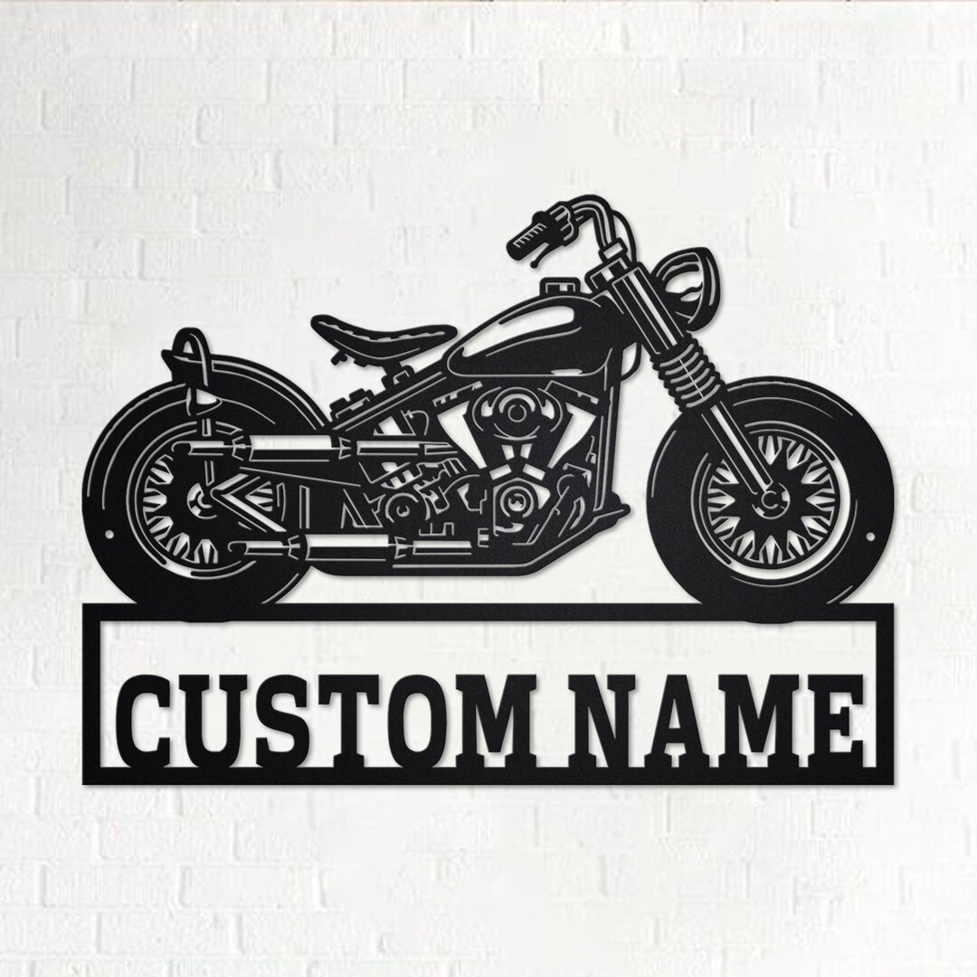 Custom Chopper Motorcycle Metal Wall Art: Personalized Biker Garage ...
