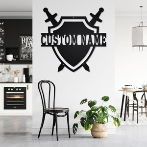 Custom Medieval Shield Metal Wall Art: LED Knight Name Sign - Etsy