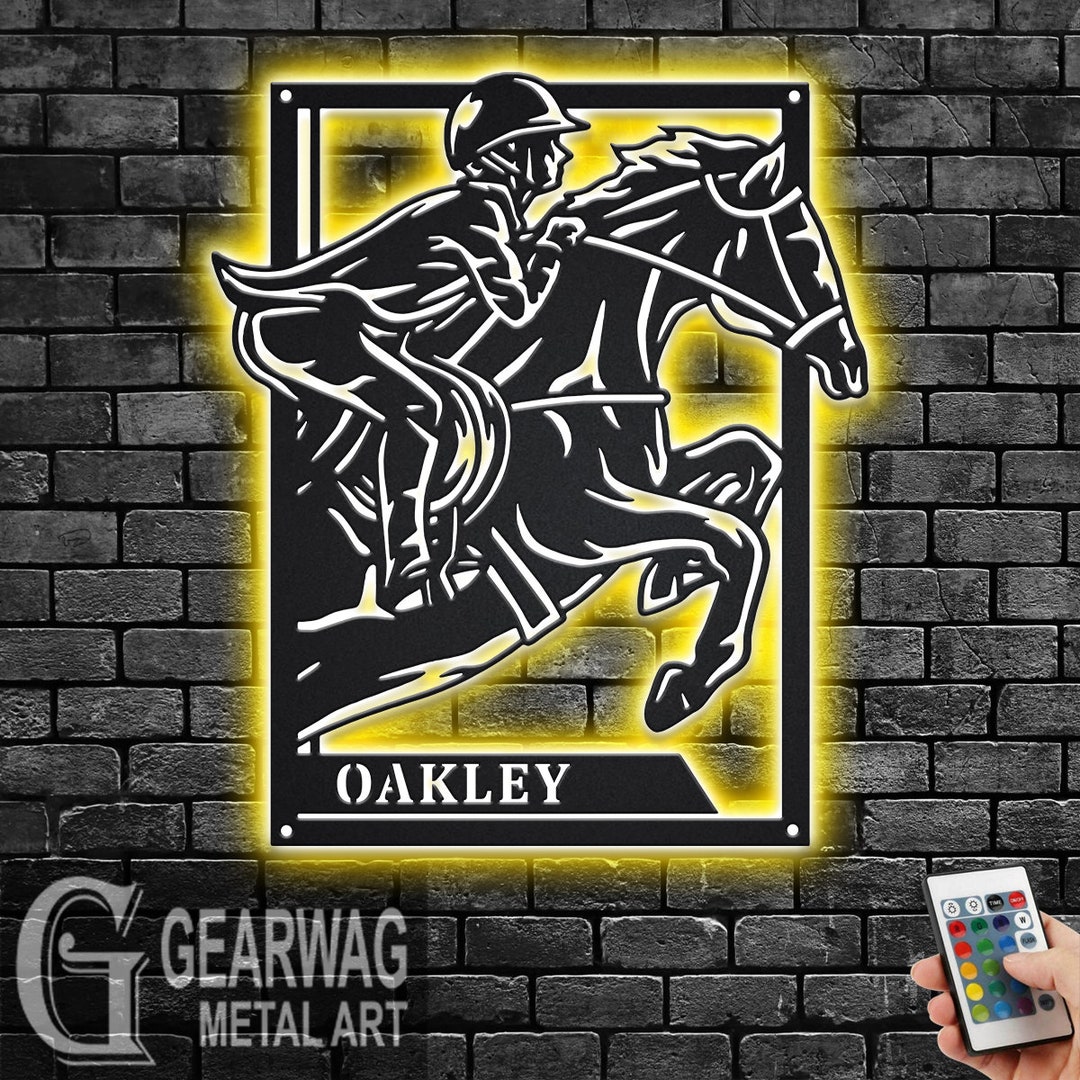 Custom Equestrian Signage Metal Sign With LED Light, Personalized ...