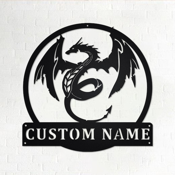 Custom Dragon Metal Wall Art Personalized Dragon Name Sign - Etsy