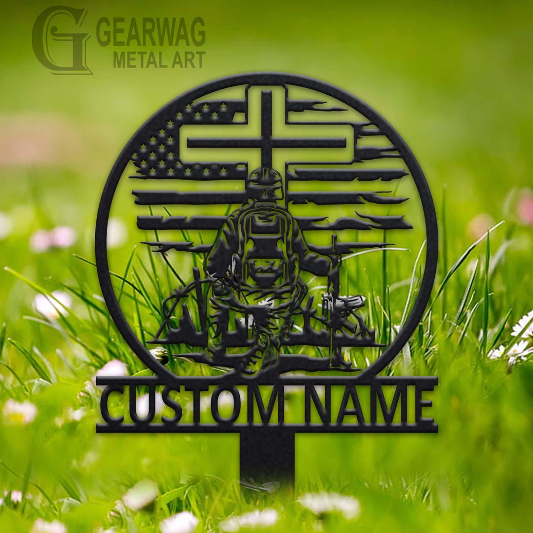 Personalized Soldier Garden Sign, Metal Yard Art, Custom Soldier Garden ...