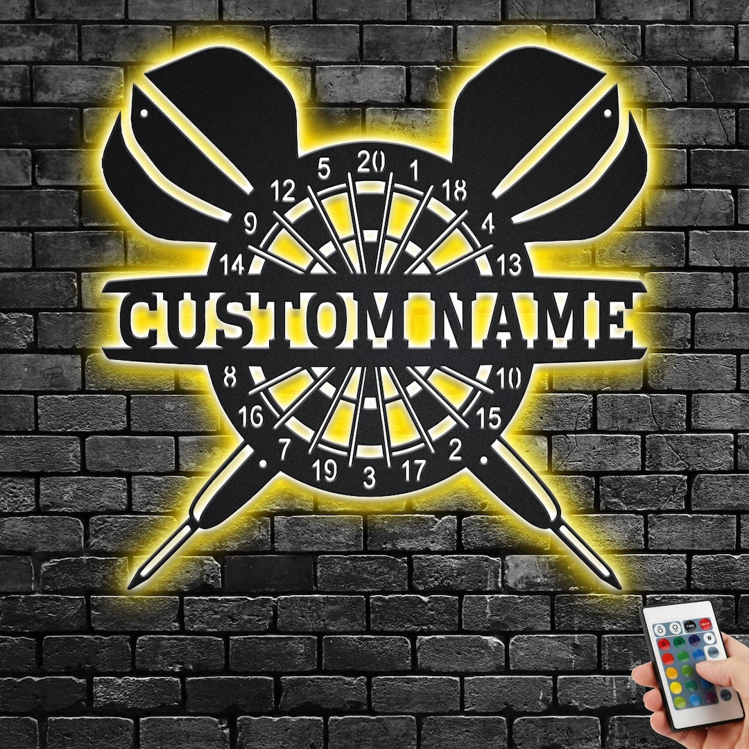 Custom Darts Metal Wall Art With LED Lights: Personalized Name Sign - Etsy