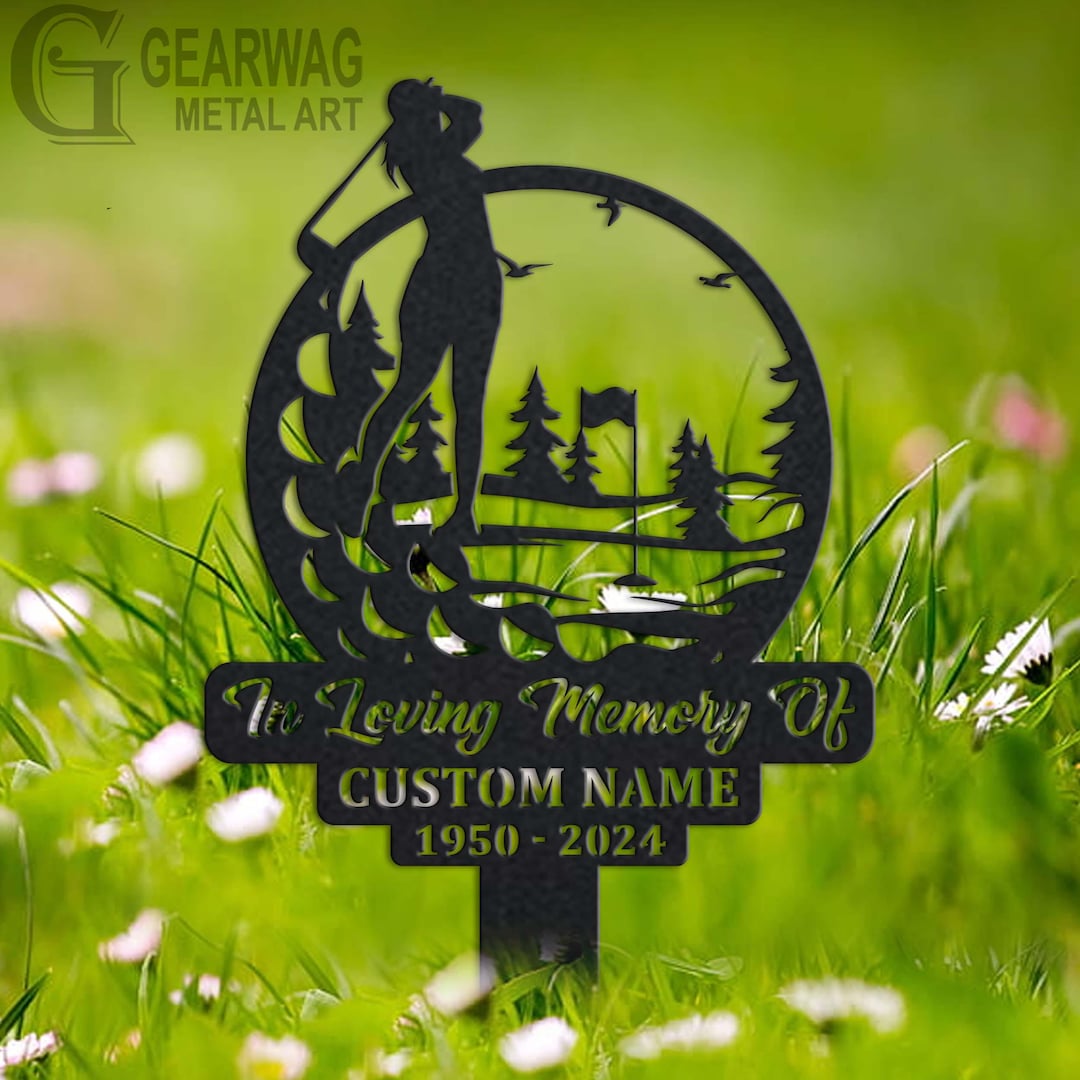 Custom Female Golfer Memorial Stake: Metal Garden Sympathy Sign - Etsy