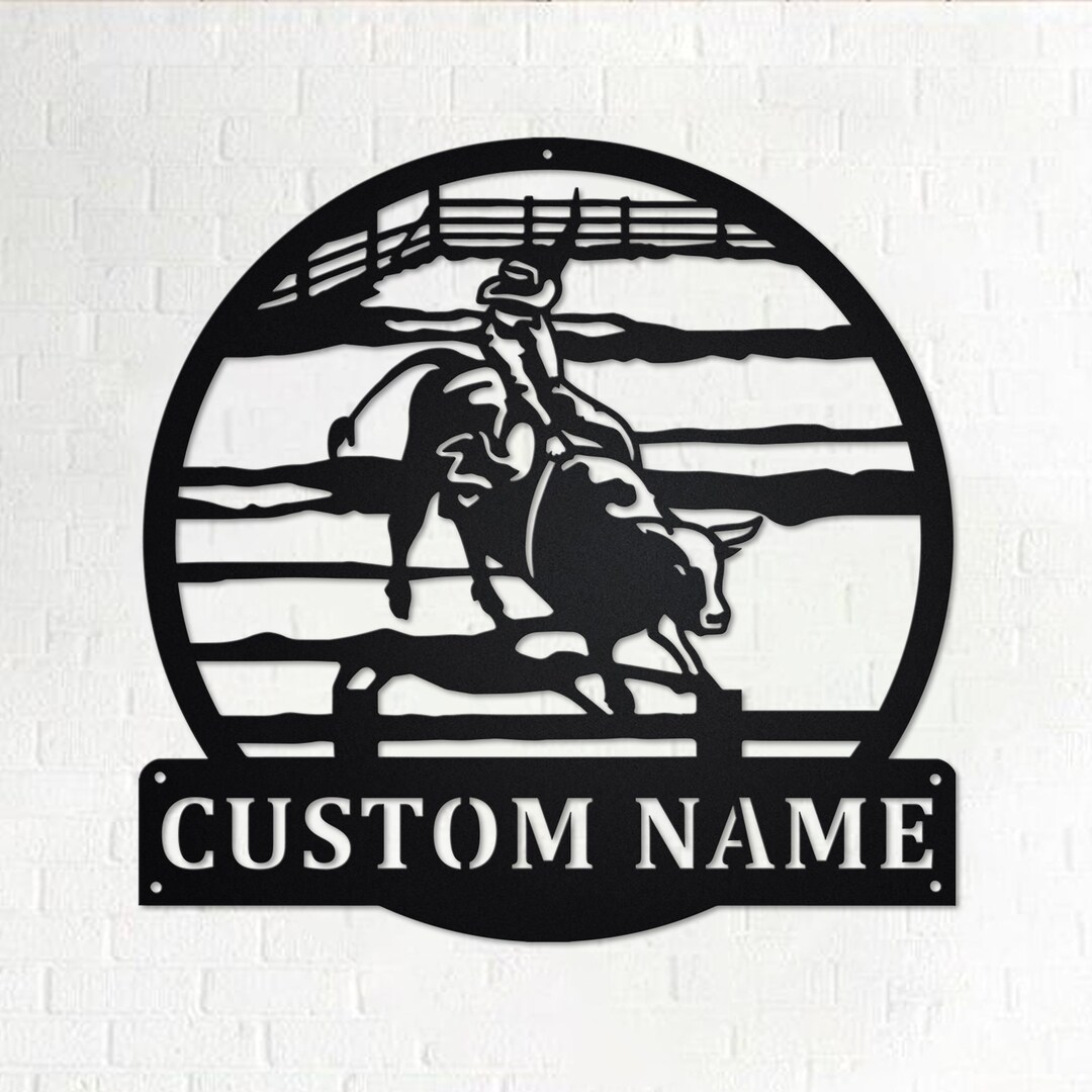 Custom Bull Rider Metal Wall Art, Personalized Bull Rider Name Sign ...